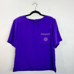 Vintage | Tops | Vintage 8s 90s Purple Boxy Short Sleeve Nautical Top ...